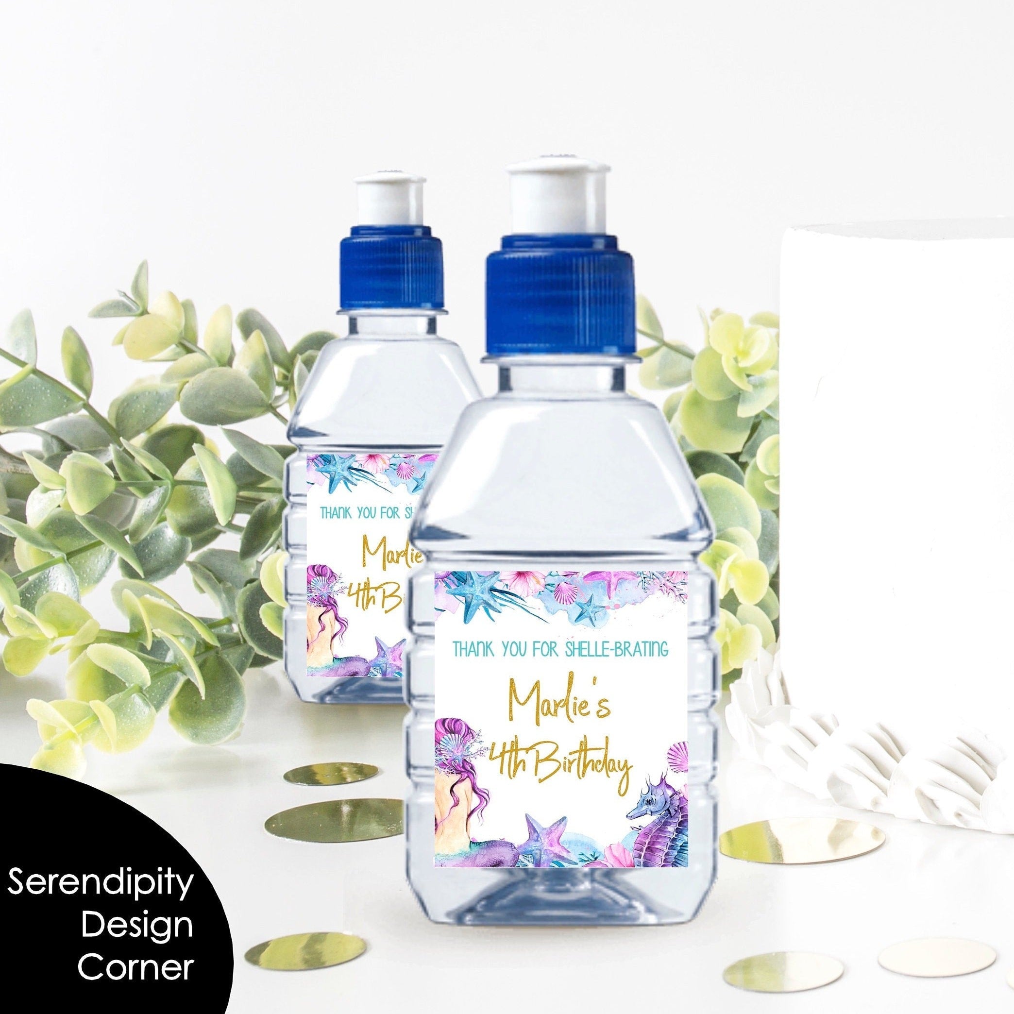 Personalised Mermaid Watercolour Pop Top Labels – Serendipity Design Corner
